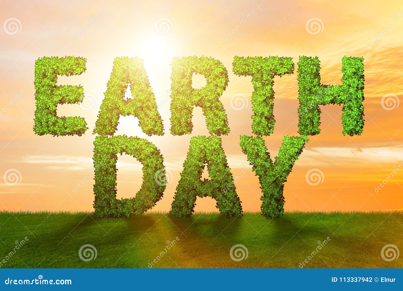 The Earth Day Concept with Green Letters Stock Illustration ...
