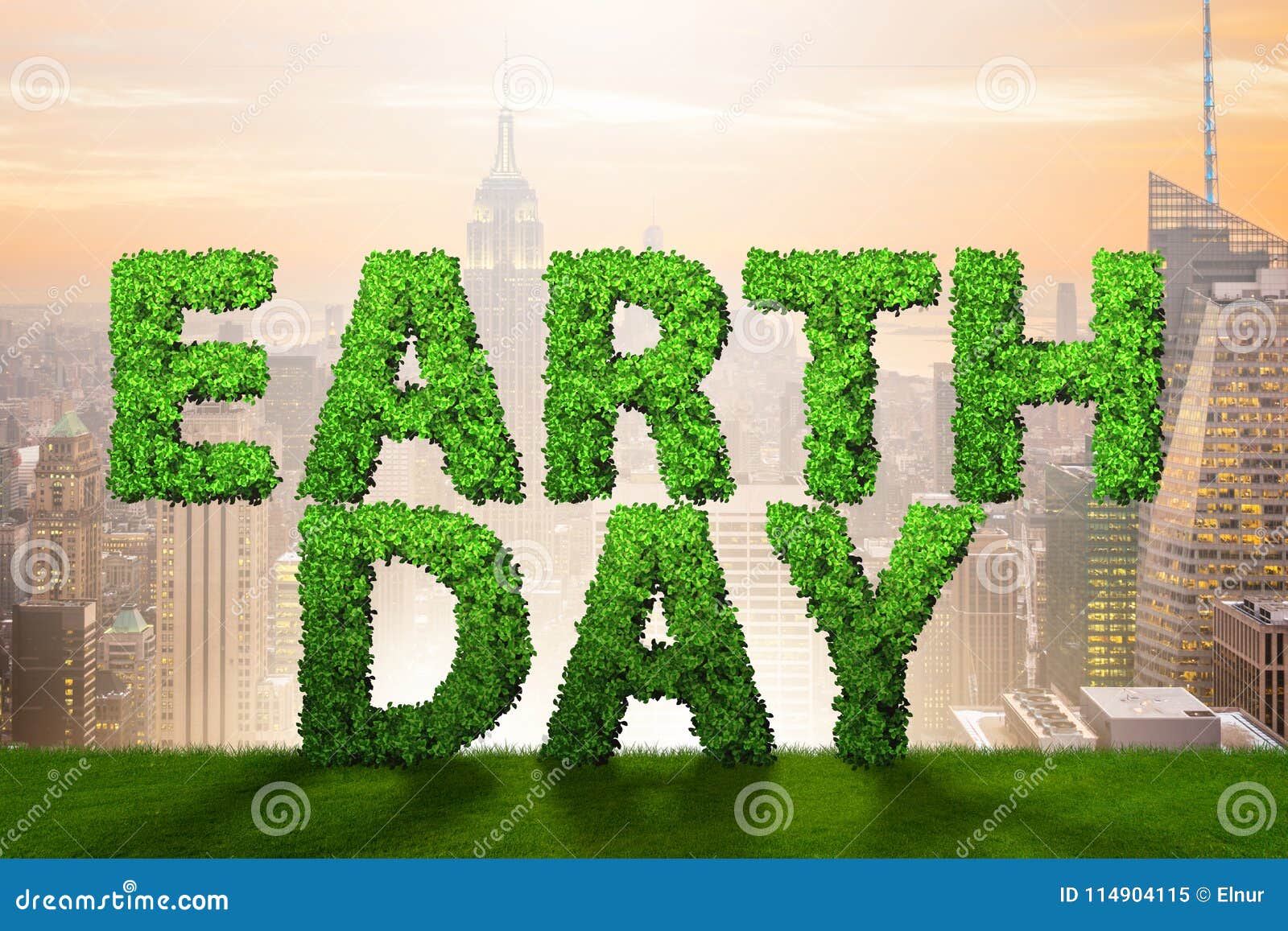 The Earth Day Concept with Green Letters - 3d Rendering Stock ...