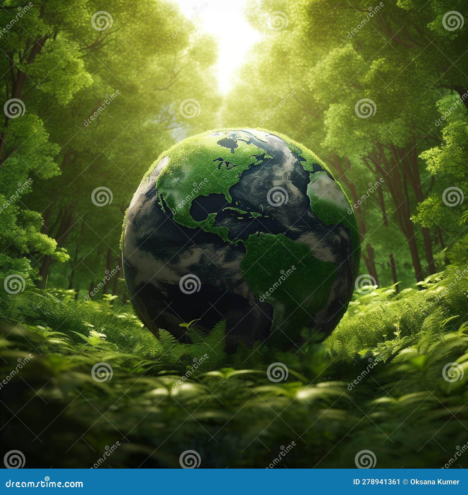 Earth Day Concept Illustration with Green Globe. World Environment Day ...