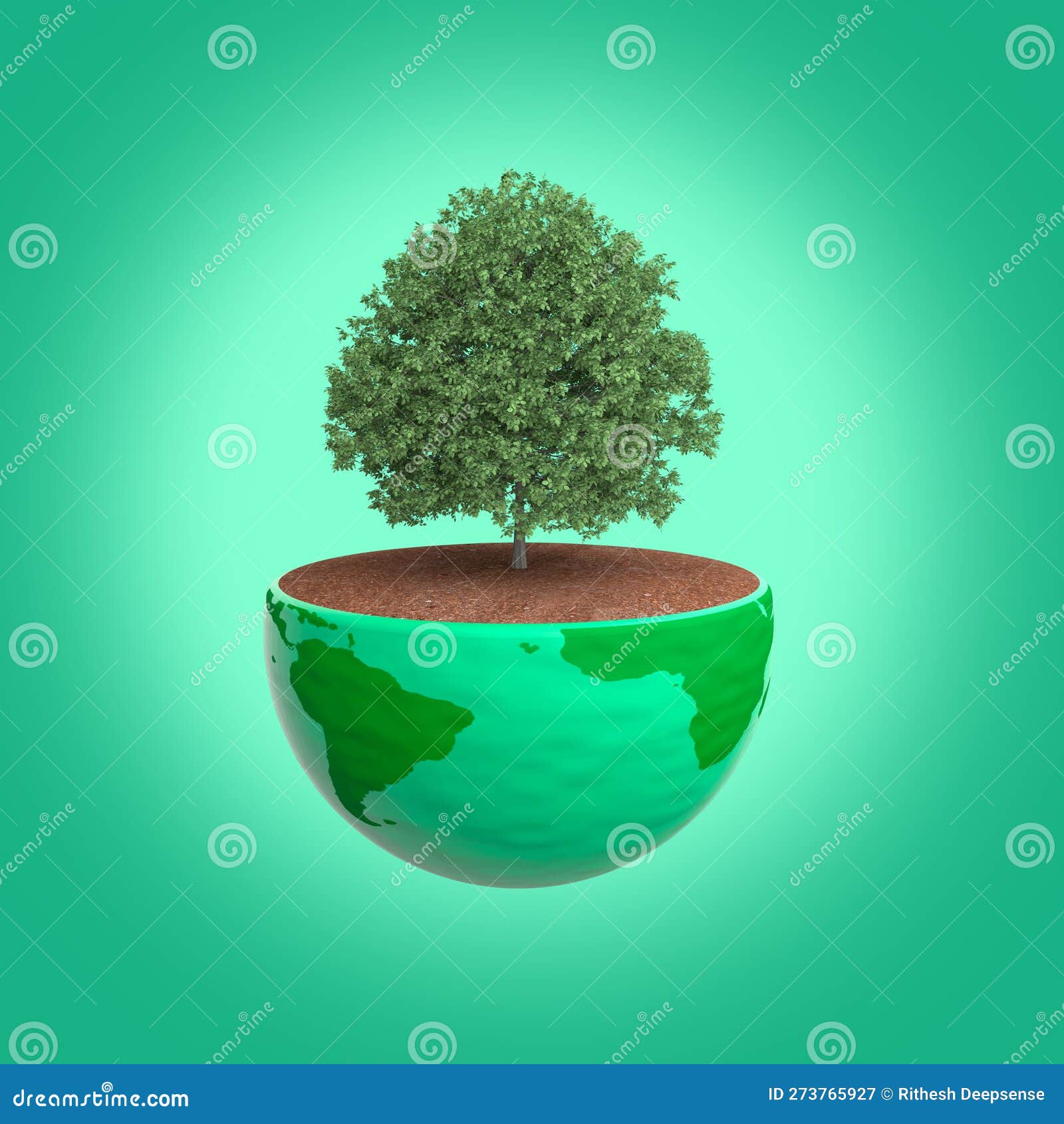 Earth Day Concept. a Single Tree is in Half of Earth. Stock ...