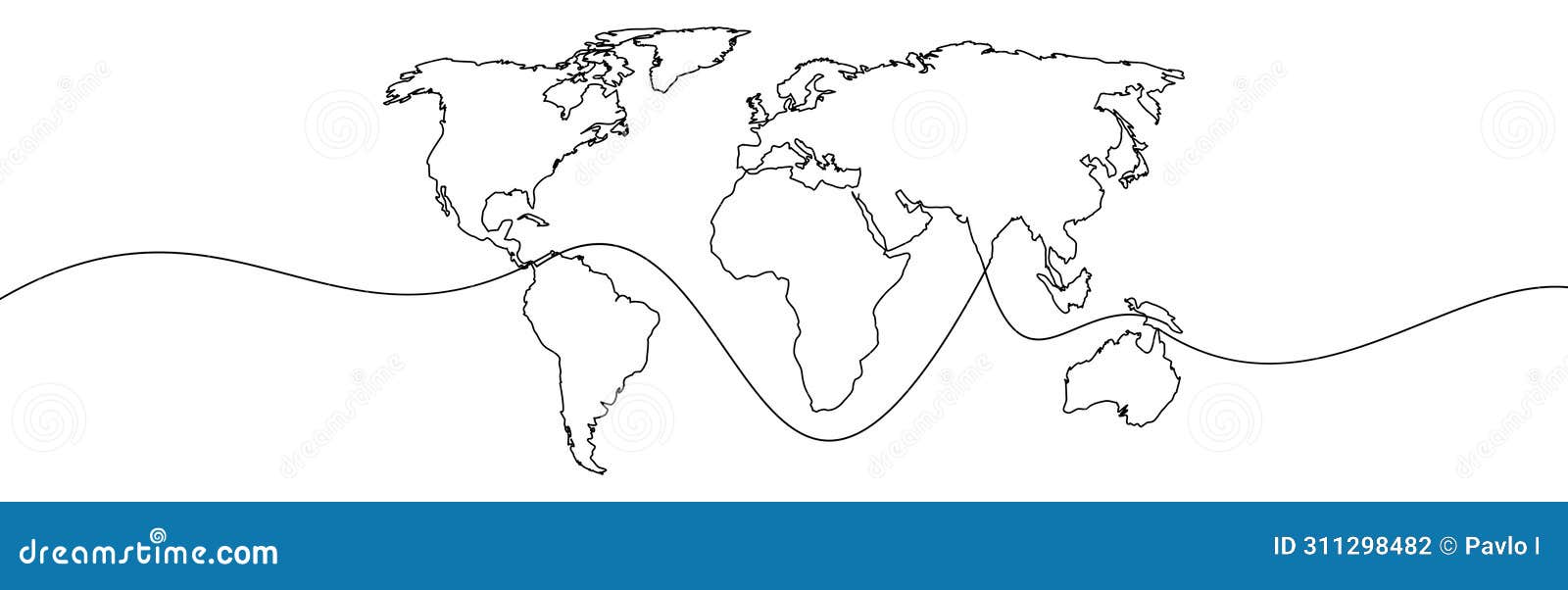 Earth Day Concept, World Map Line Continuous, World Map One Line Icon ...