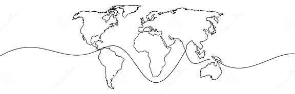 Earth Day Concept, World Map Line Continuous, World Map One Line Icon ...