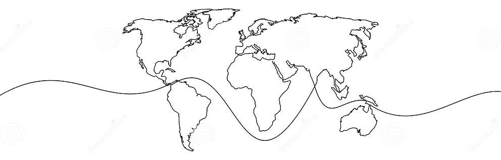Earth Day Concept, World Map Line Continuous, World Map One Line Icon ...
