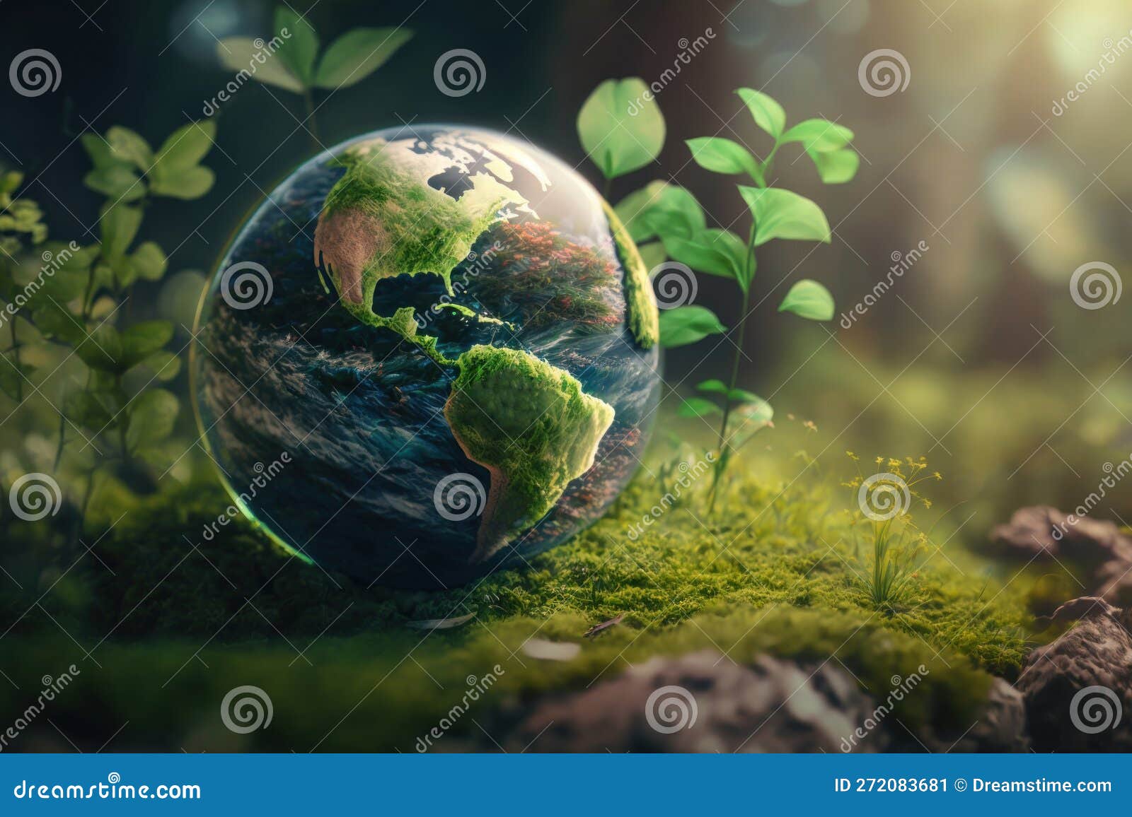 Earth Day Concept. World with Nature Background. Generative Ai Stock ...