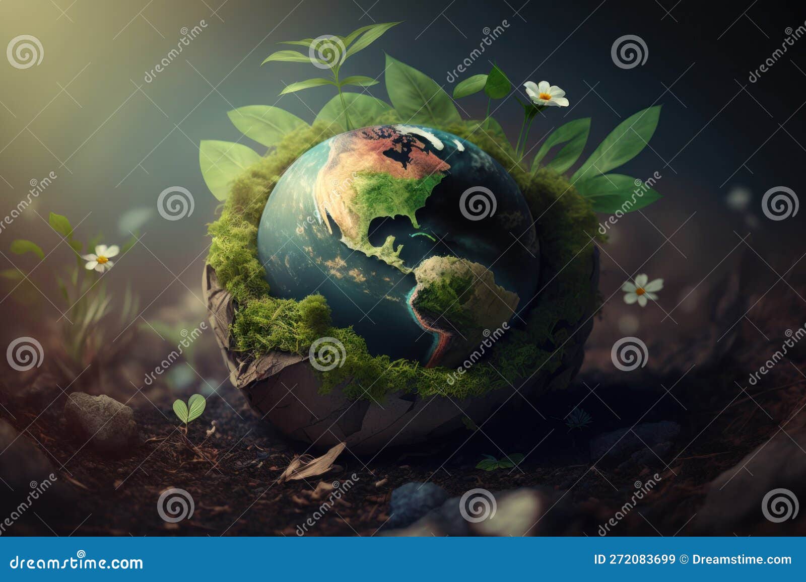 Earth Day Concept. World with Nature Background. Generative Ai Stock ...