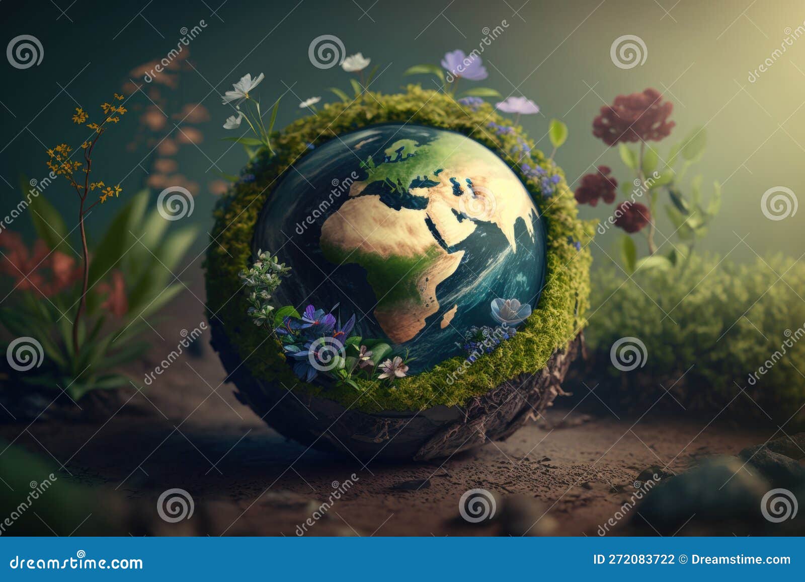 Earth Day Concept. World with Nature Background. Generative Ai Stock ...