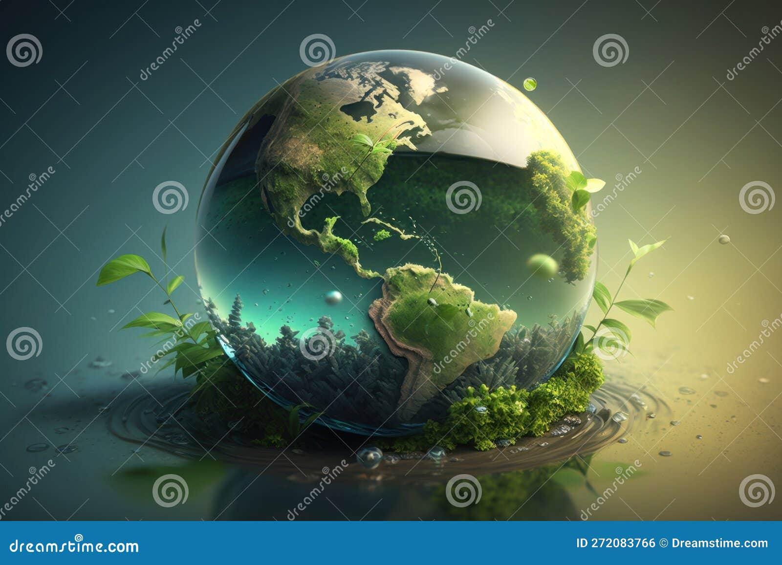 Earth Day Concept. World with Nature Background. Generative Ai Stock ...