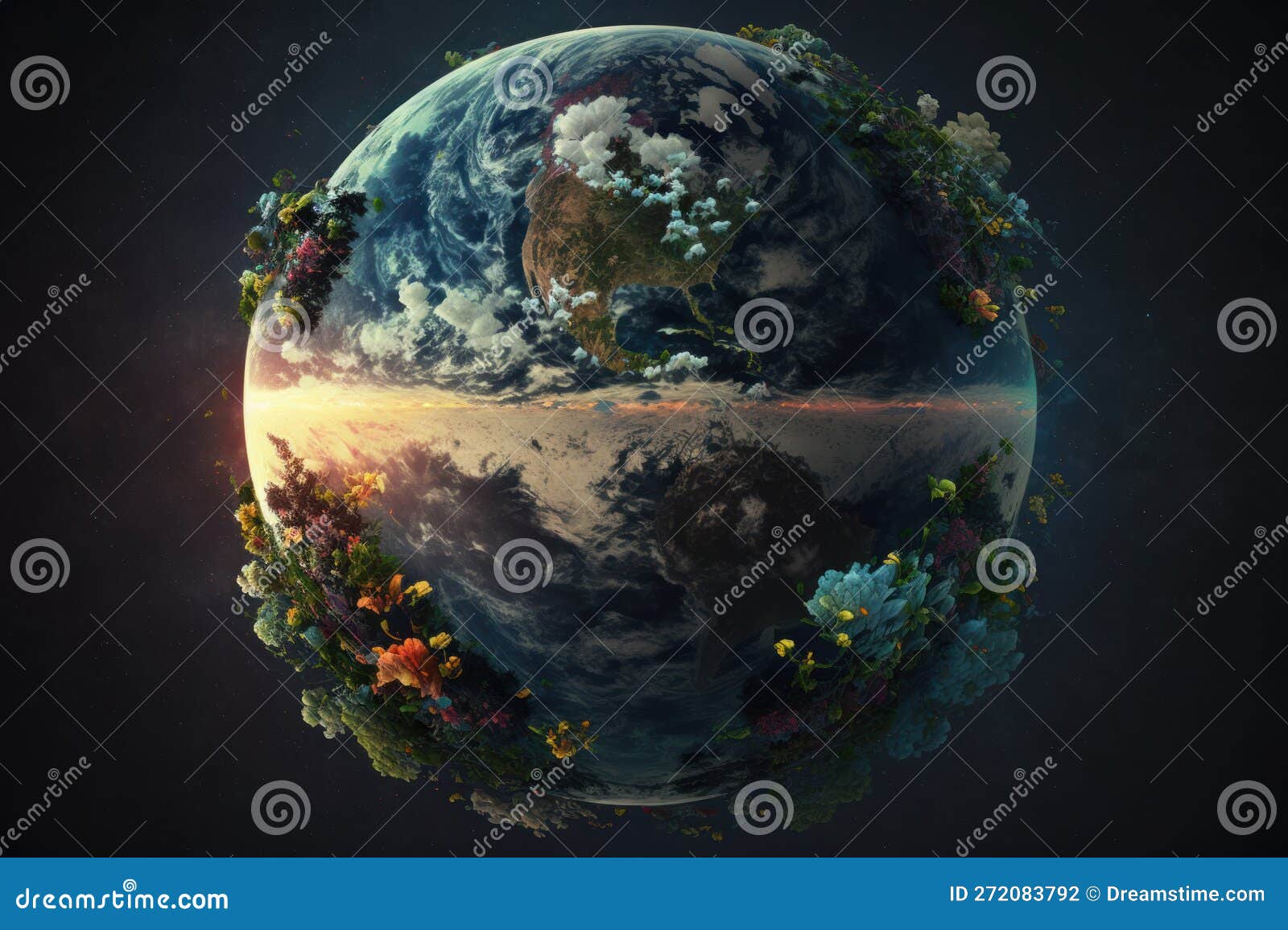 Earth Day Concept. World with Nature Background. Generative Ai Stock ...