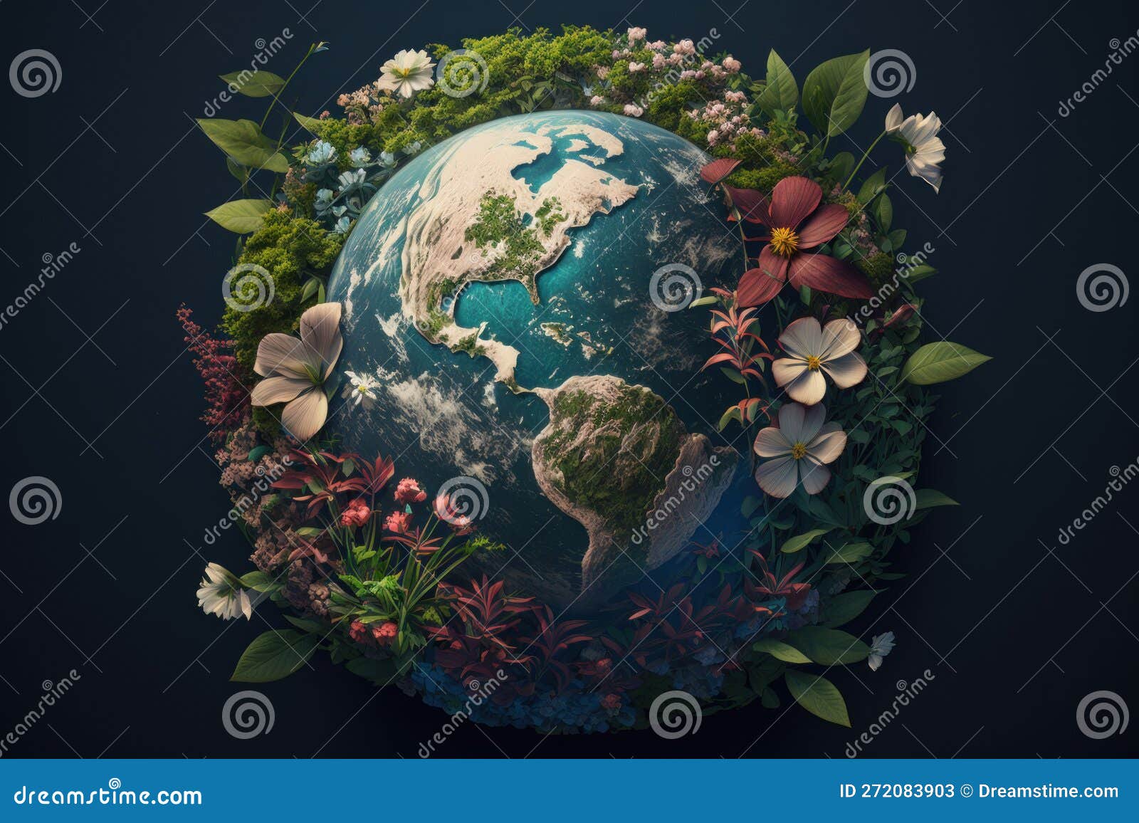 Earth Day Concept. World with Nature Background. Generative Ai Stock ...