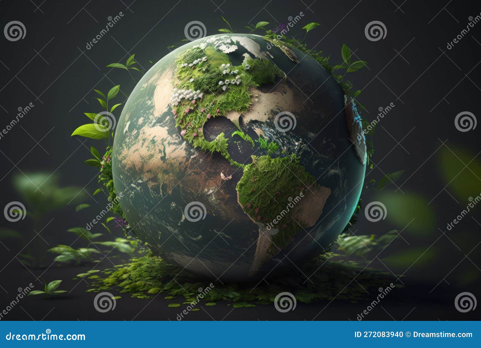 Earth Day Concept. World with Nature Background. Generative Ai Stock ...