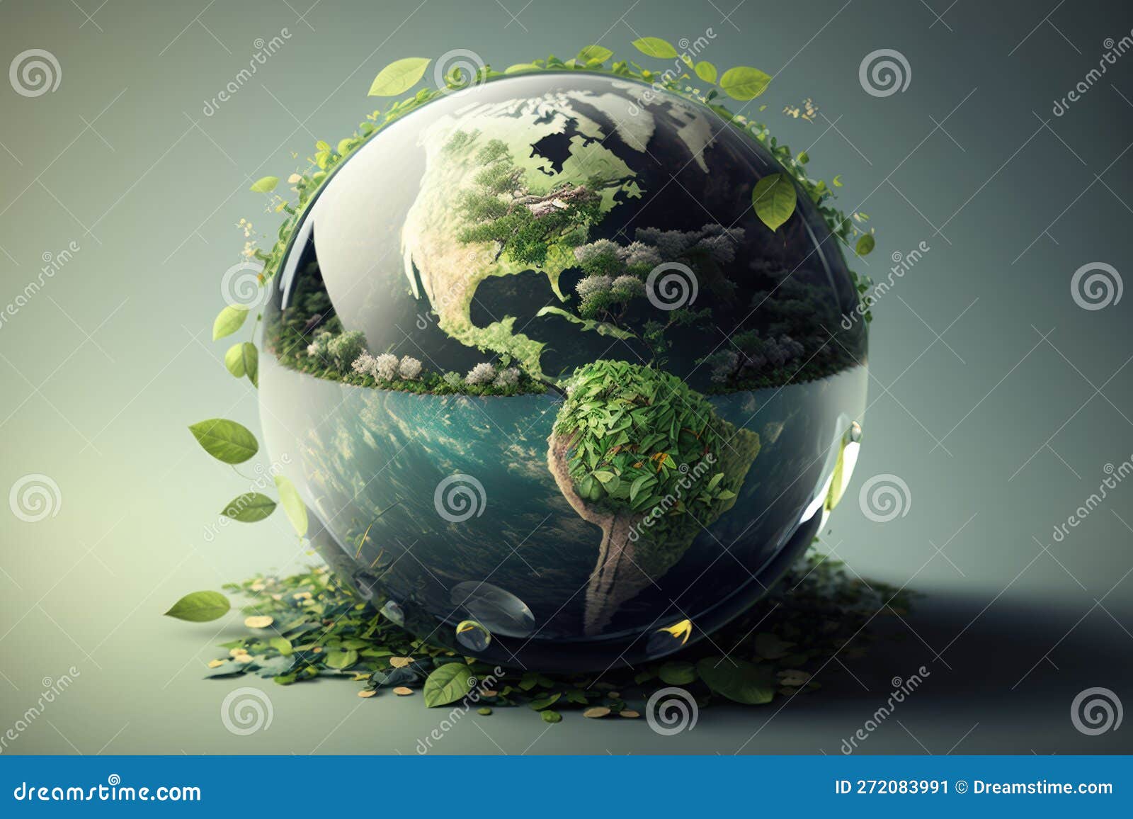 Earth Day Concept. World with Nature Background. Generative Ai Stock ...