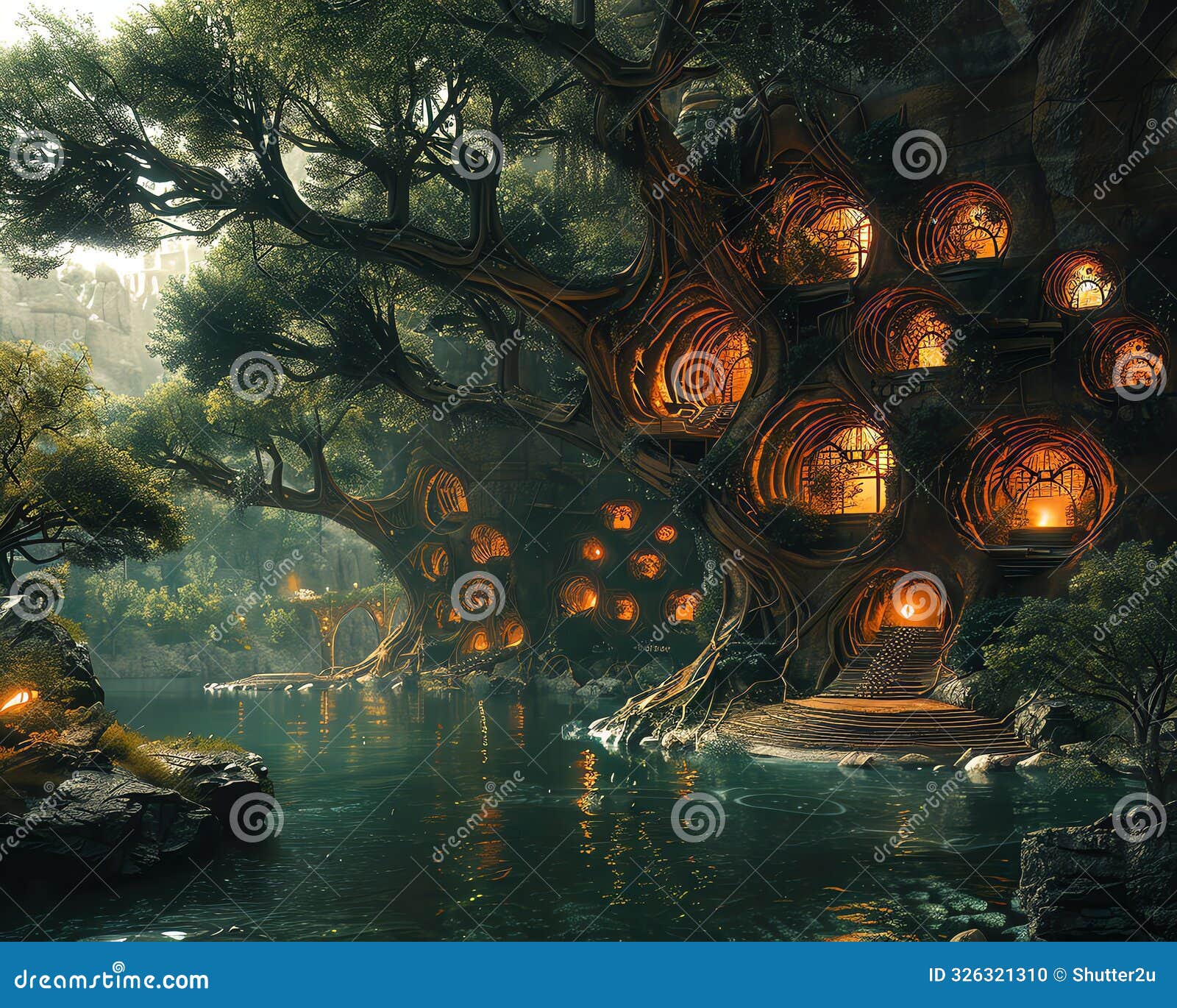 Earth Day In A Giant Tree World Where Cities Are Built In Branches And ...