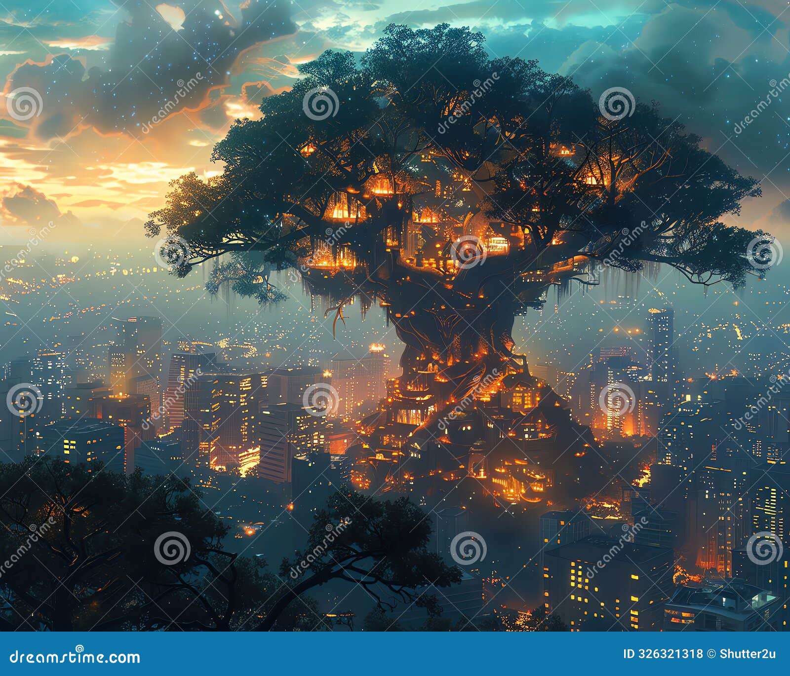 Earth Day In A Giant Tree World Where Cities Are Built In Branches And ...