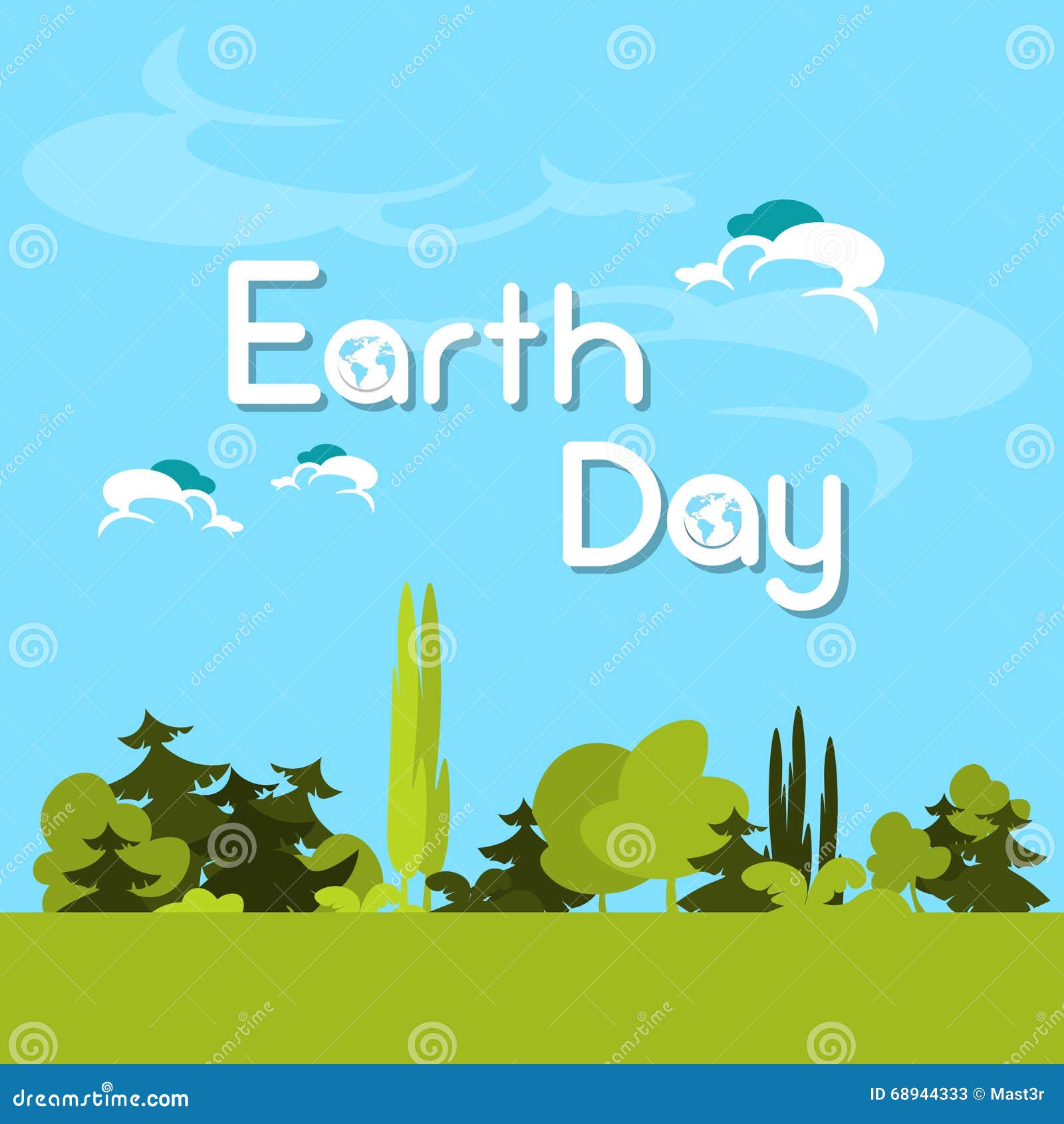 Earth Day Green Forest Tree Nature Landscape Stock Vector ...