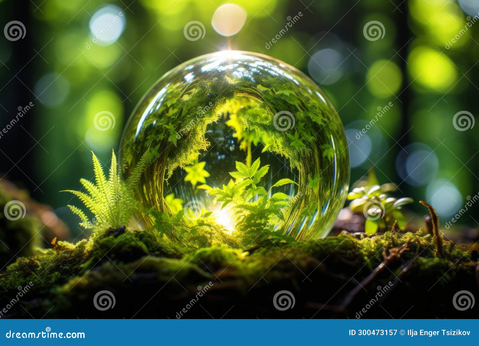 Earth Day - Green Globe and Environmental Conservation in Forest with ...