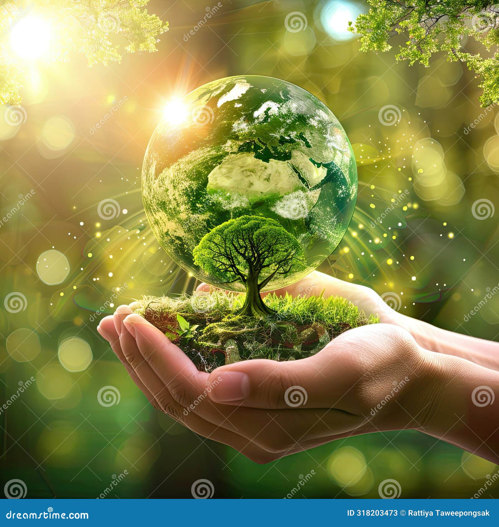 Earth Day,Hands Nurturing Nature and Day Stock Illustration ...