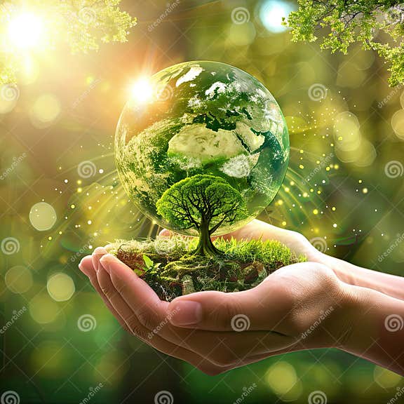 Earth Day,Hands Nurturing Nature and Day Stock Illustration ...