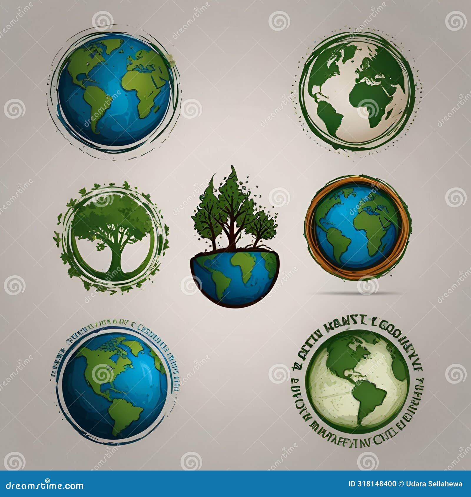 Set of Earth Day Logos Isolated on White Background World Environment ...