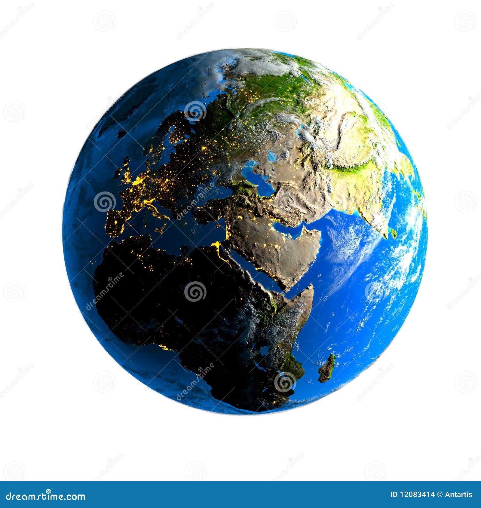 Earth. Day and night. stock illustration. Illustration of africa - 12083414