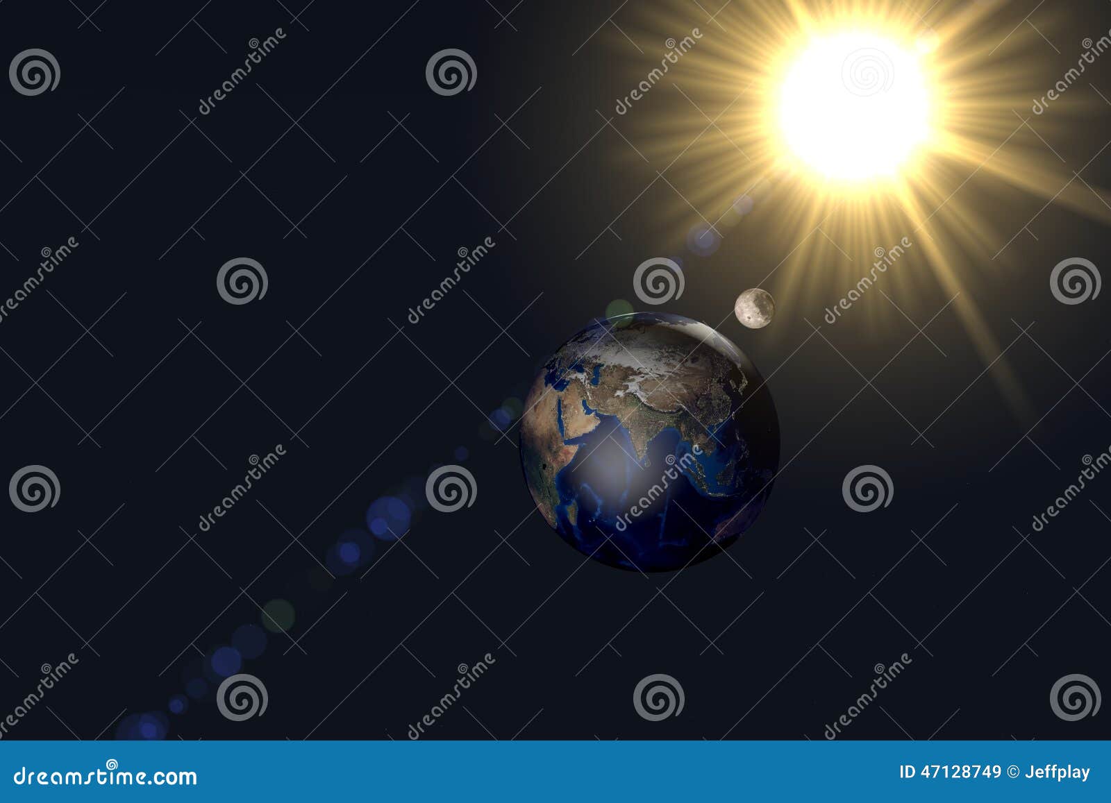 Earth Day and Night with Sun and Moon Stock Image - Image of depicting ...