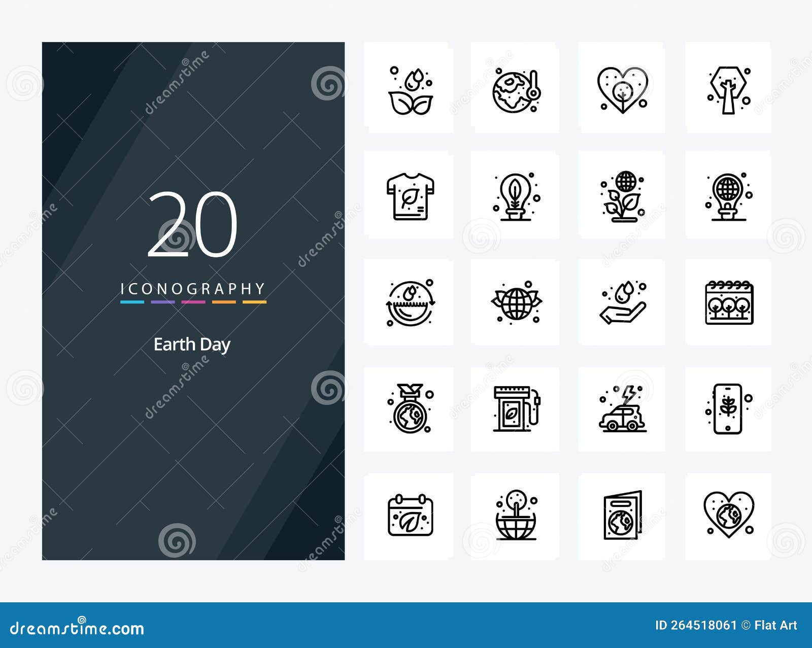 20 Earth Day Outline Icon for Presentation Stock Vector - Illustration ...