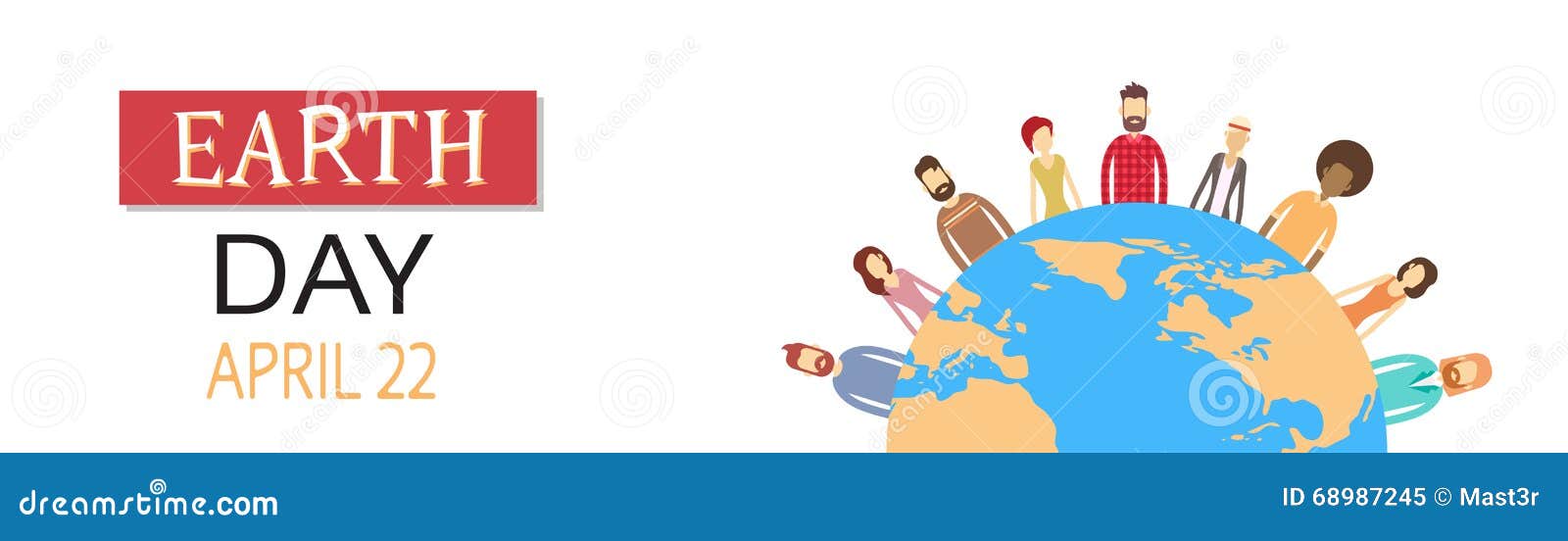 Earth Day People Group Stand Around Globe Concept Stock Vector ...