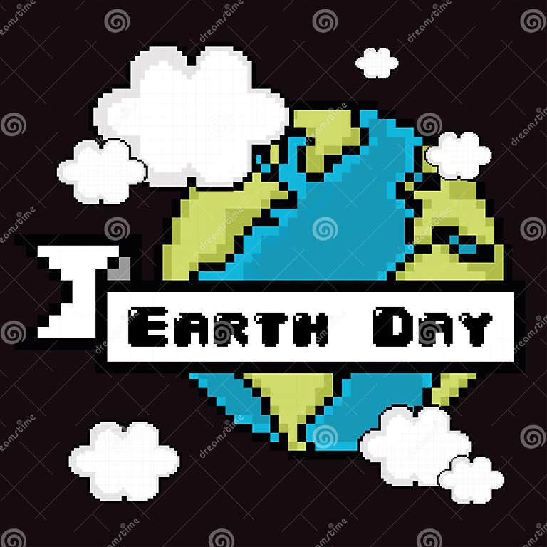 Earth day pixel art stock vector. Illustration of happy - 214438864
