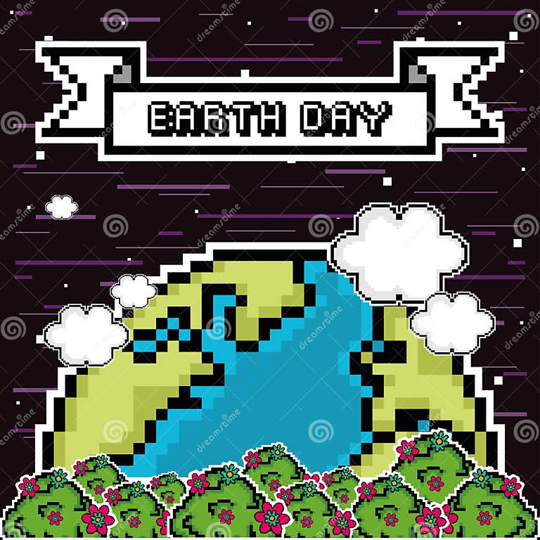 Earth day pixel art stock vector. Illustration of pixel - 214439806