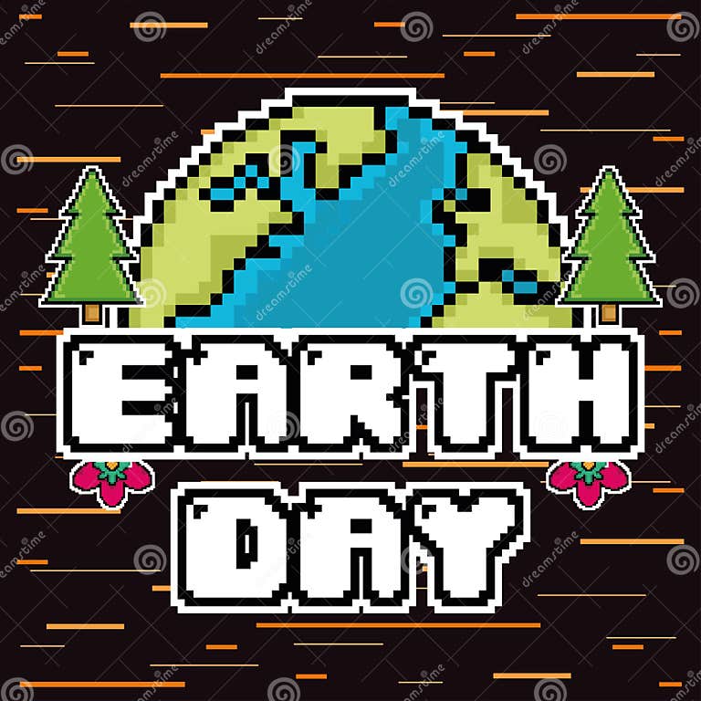 Earth day pixel art stock vector. Illustration of environment - 214440103