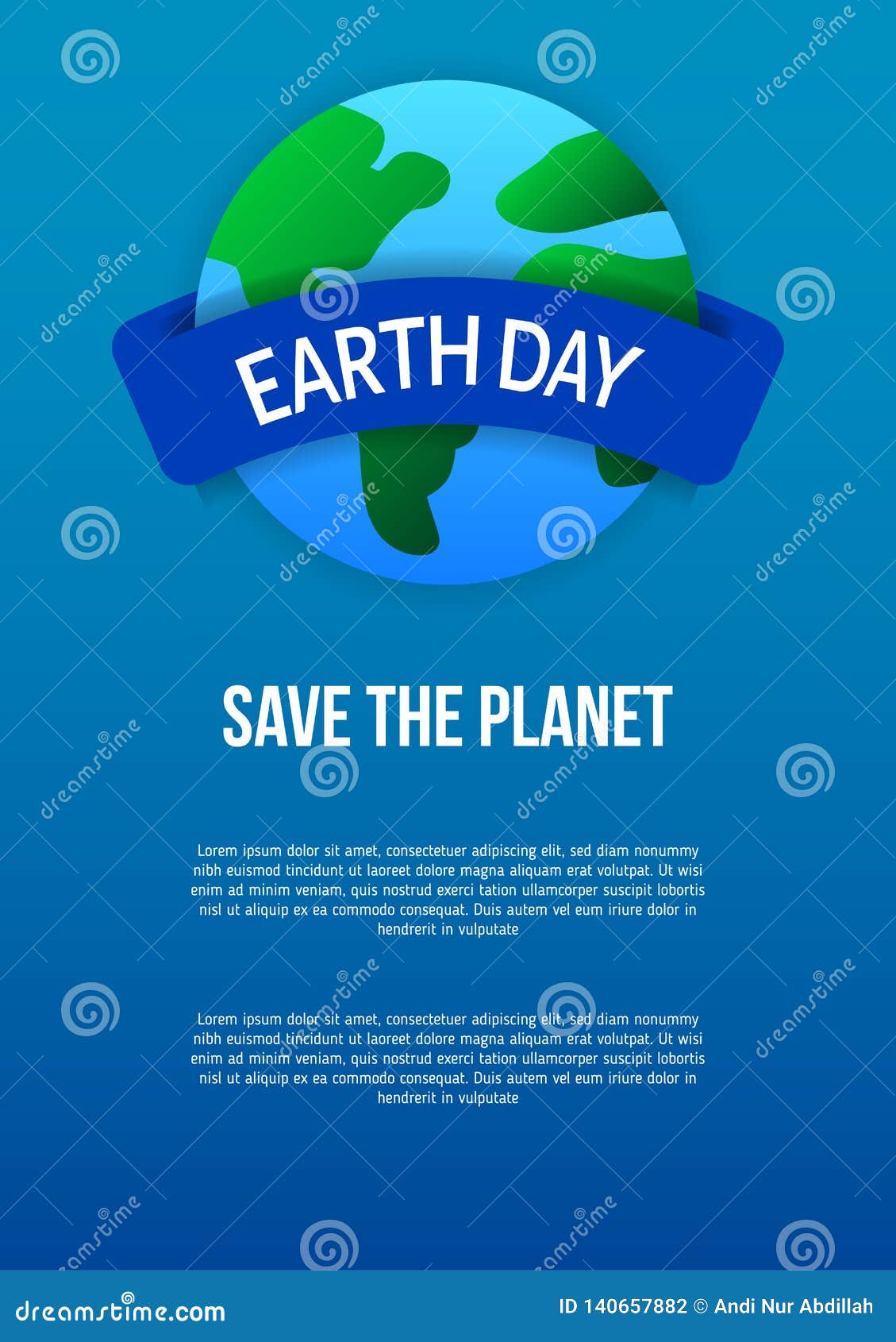 Earth Day Poster Template with Modern Icon of Earth and Cloud Stock ...