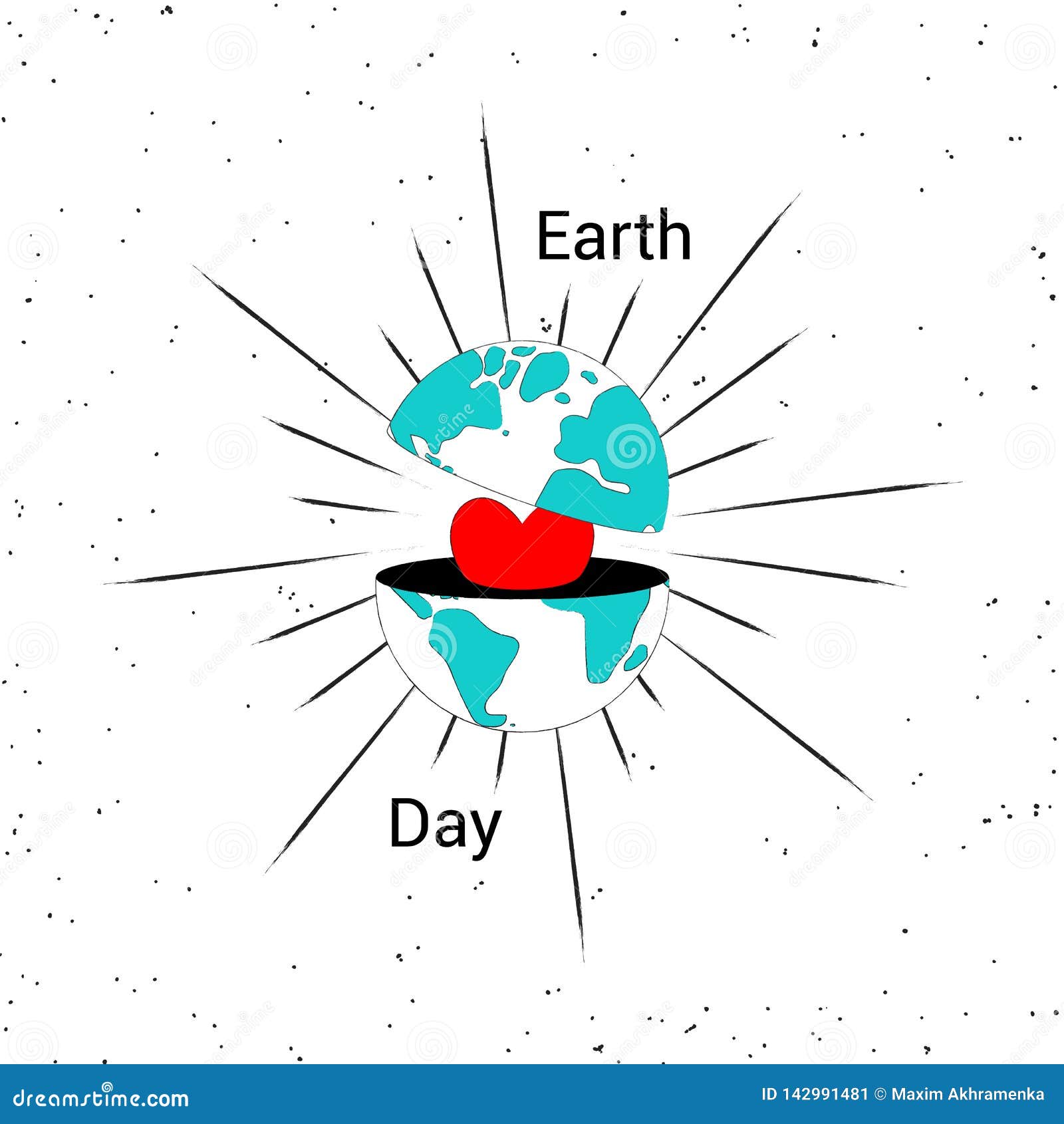Earth Day. Red Heart Inside the Globe Stock Illustration - Illustration ...