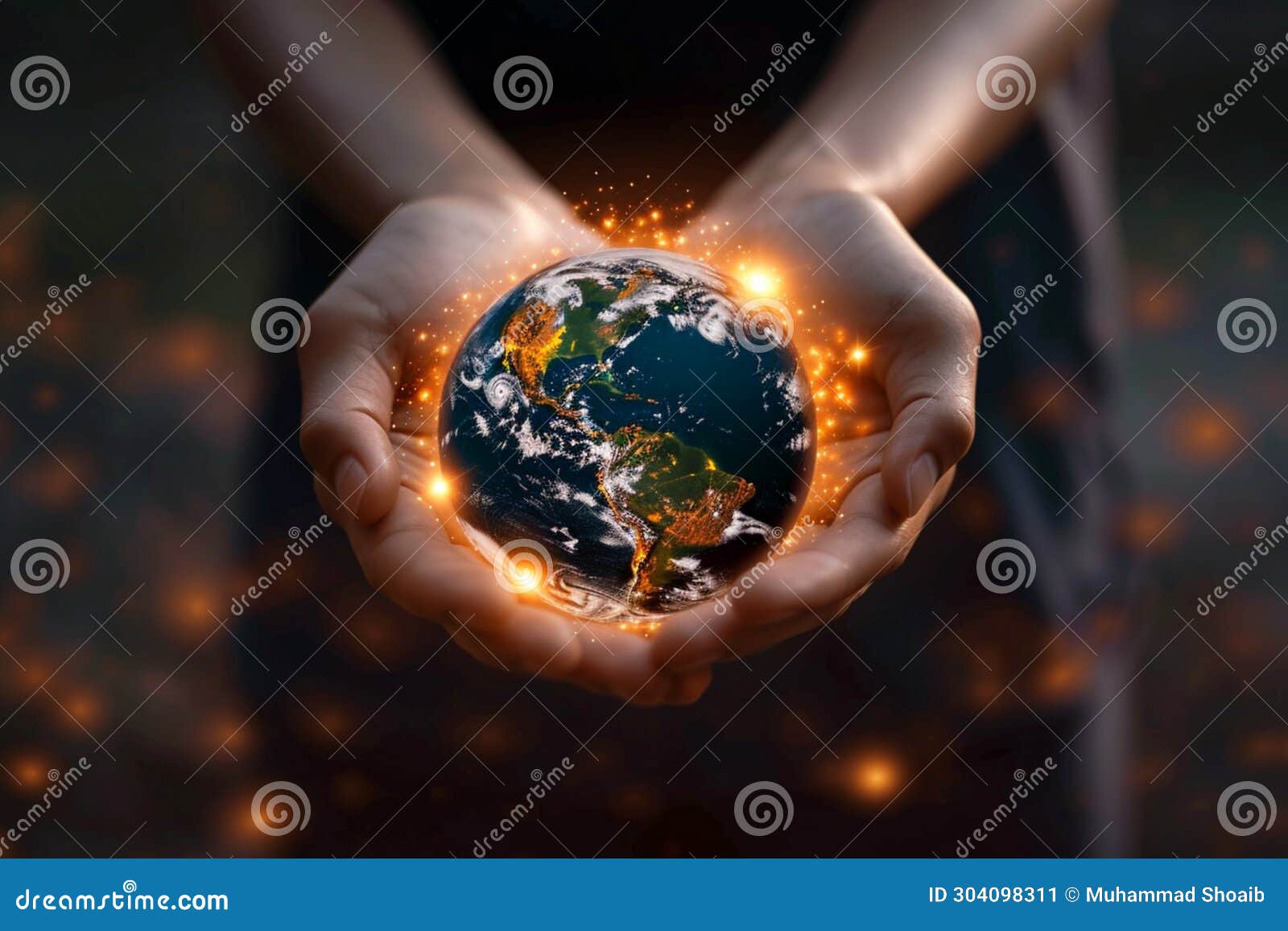 Earth Day Reflection Hands Present Globe, Symbolizing Energy ...