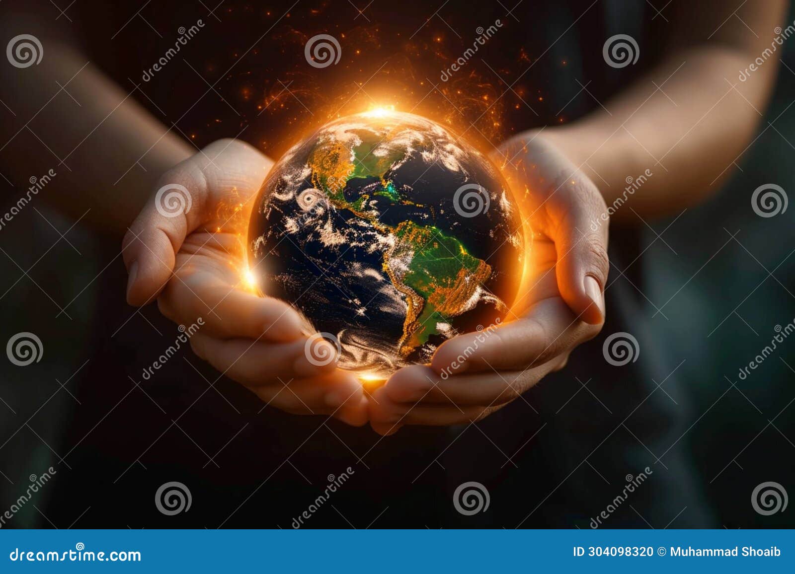 Earth Day Reflection Hands Present Globe, Symbolizing Energy ...