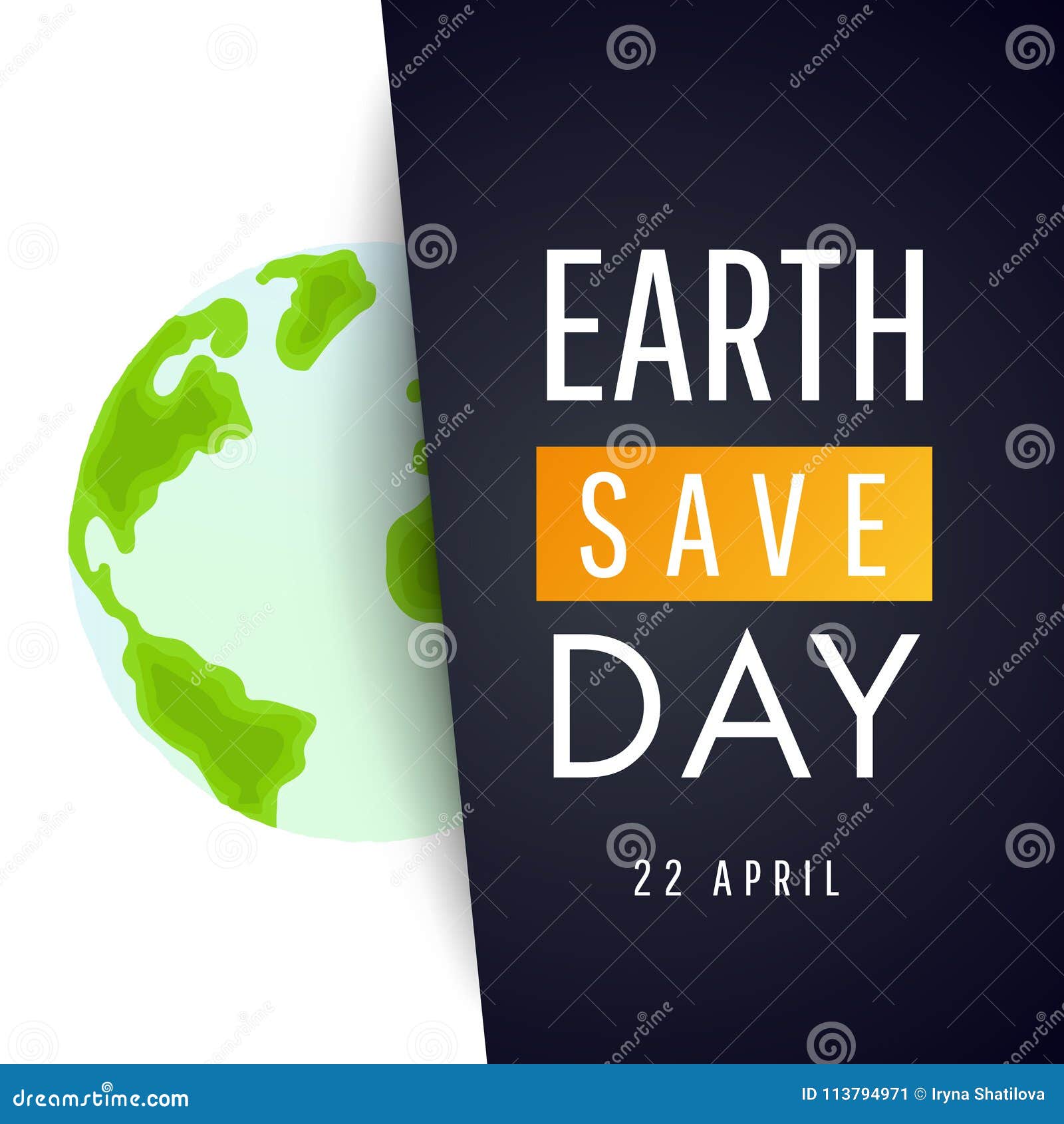 Earth Day. Save. 22 April. Concept Poster Stock Vector - Illustration ...