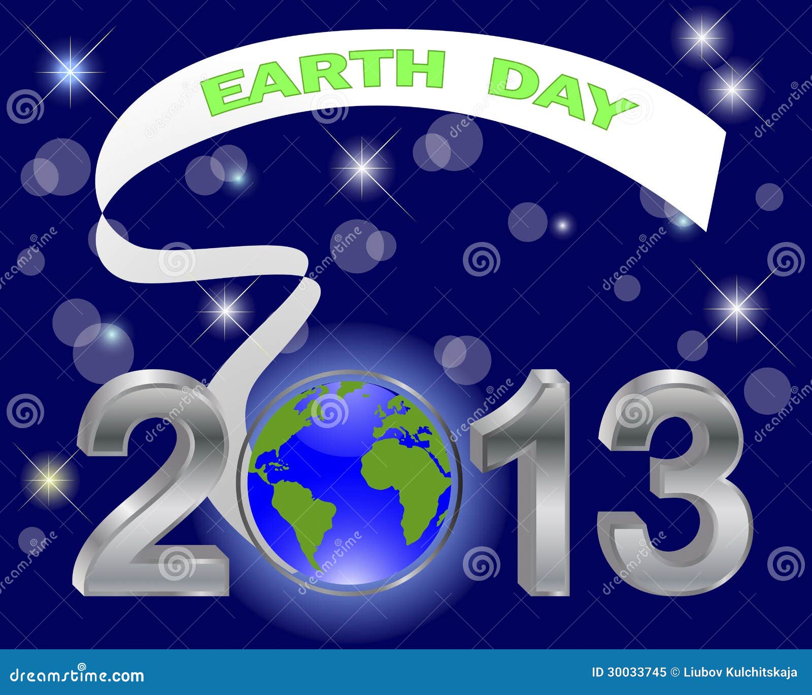 Earth Day. Silver 3-D 2013 with Globe. Stock Vector - Illustration of ...