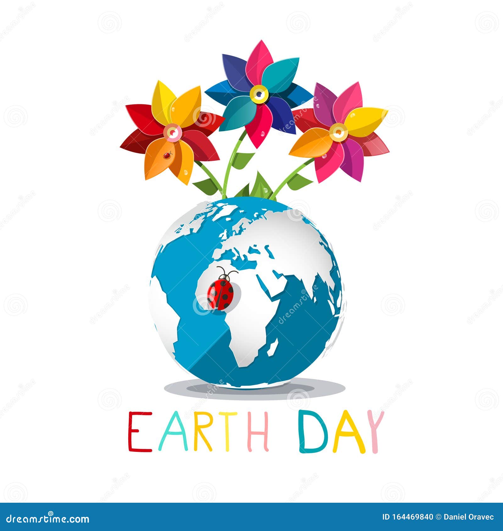 Earth Day Symbol with Ladybug on Globe Stock Vector - Illustration of ...