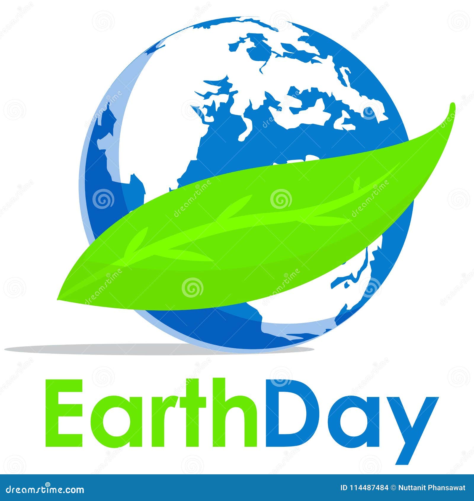 Earth Day Text and World Vector Flat Graphic for Background or Banner ...