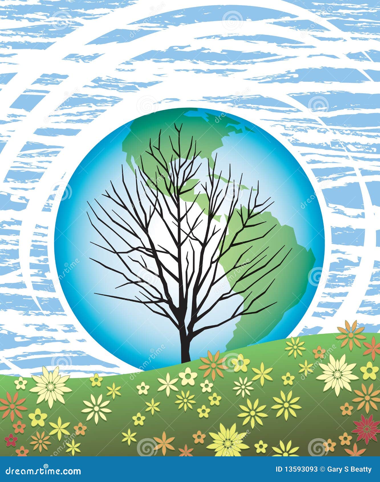 Earth Day Tree 1 stock illustration. Illustration of backgrounds - 13593093