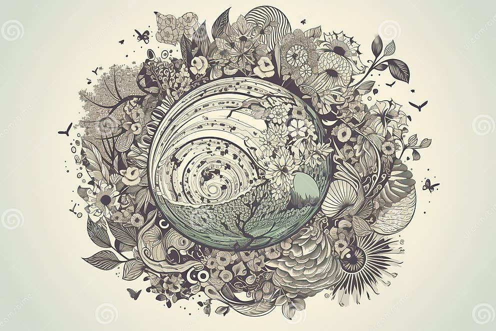 Earth Day Vector Decorative Zentangle Object. Generative AI Stock ...