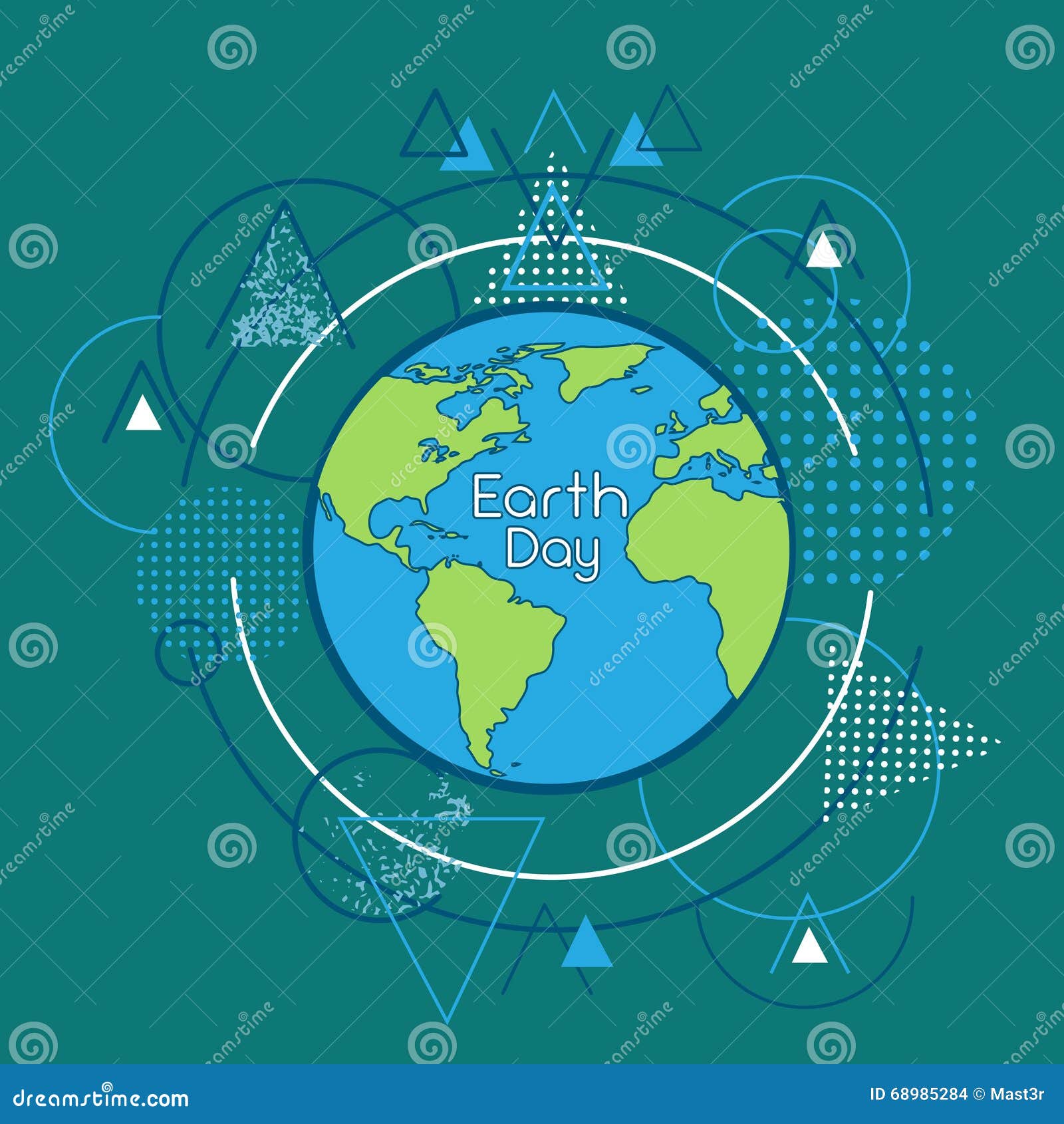 Earth Day World Globe Over Triangle Geometric Background Stock Vector ...