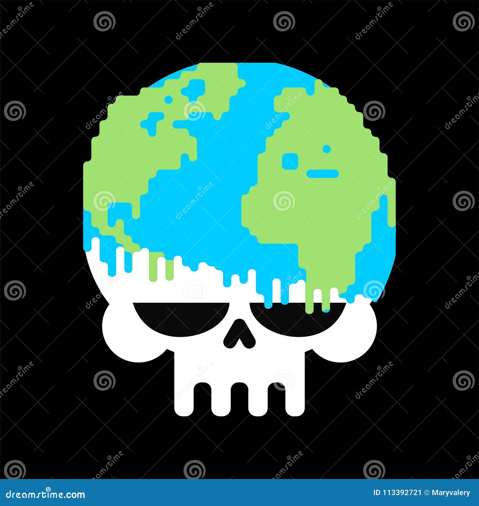 Earth Death Skull To Planet. End of World Stock Vector - Illustration ...