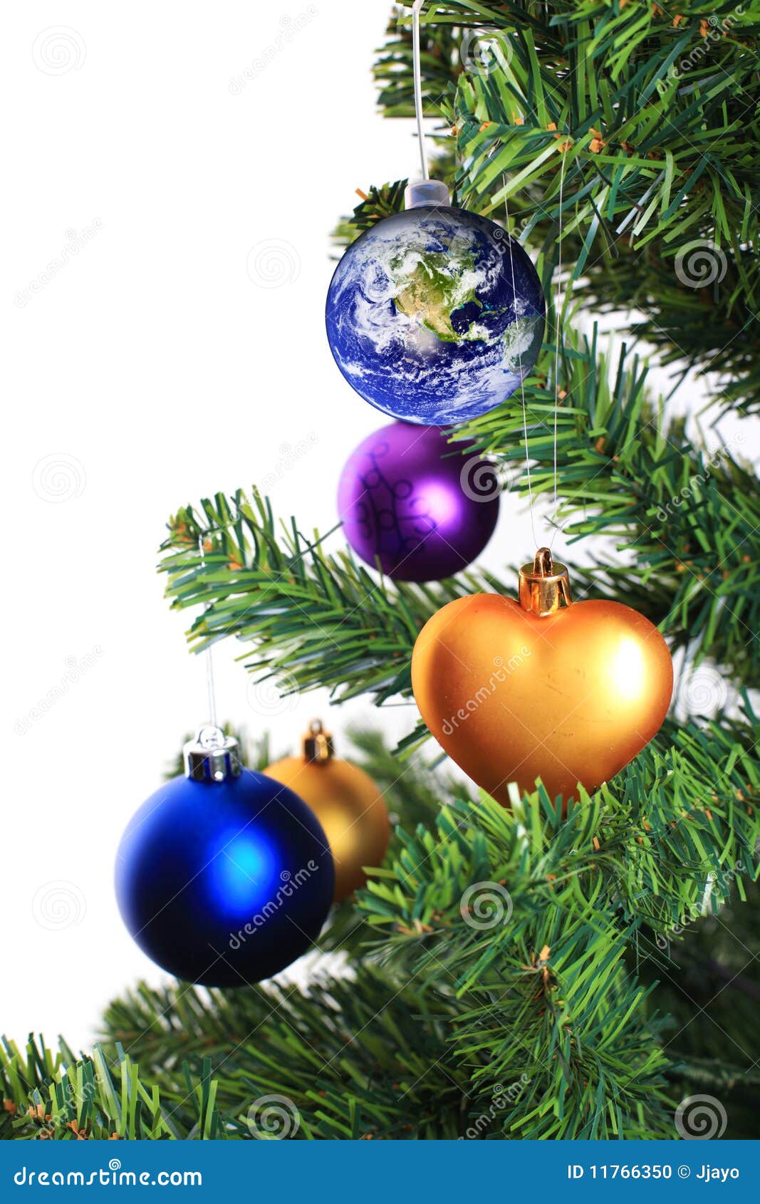 Earth Decoration Hanging on Christmas Tree Stock Photo - Image of ...