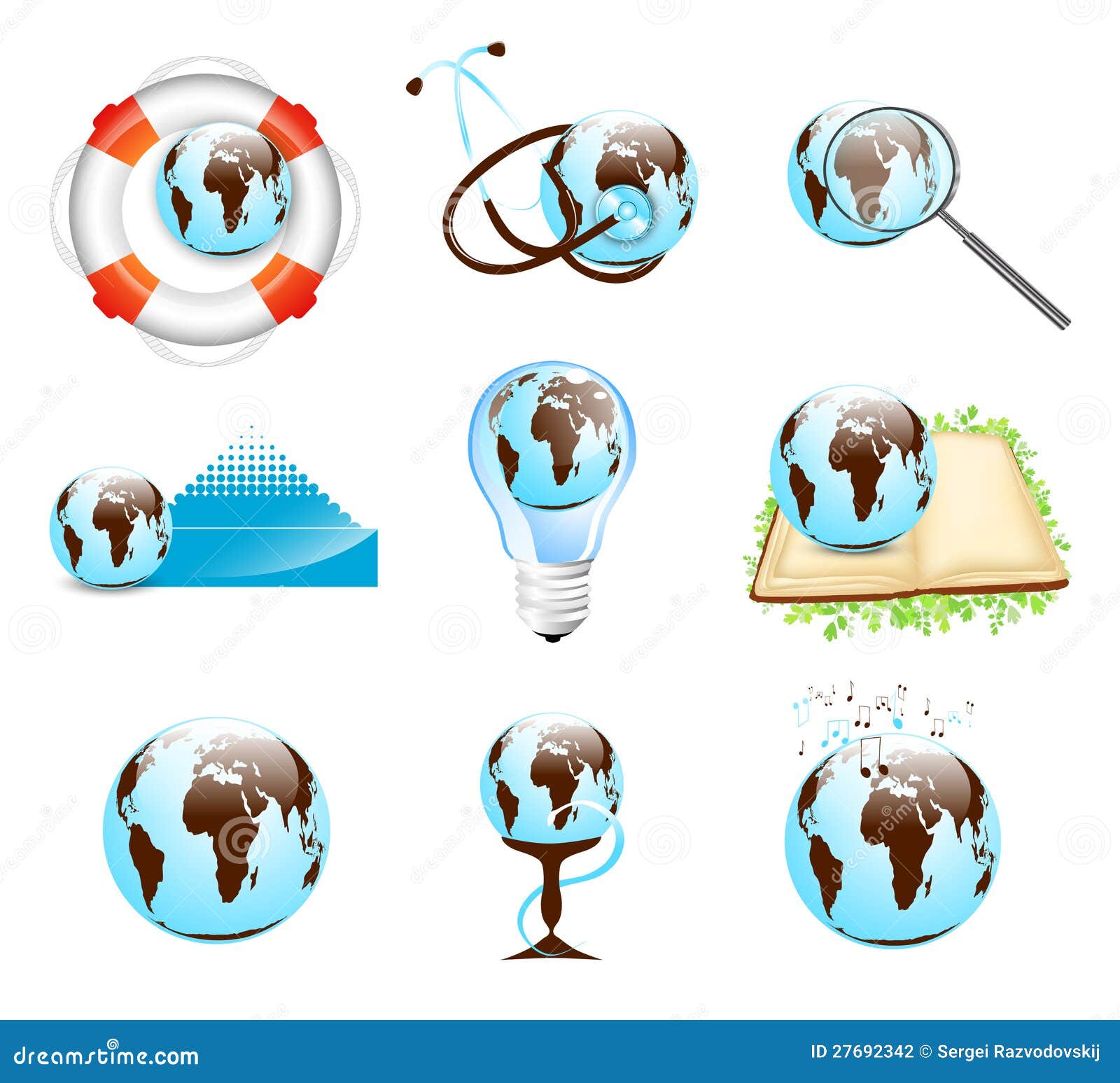 Earth Designs Set stock illustration. Illustration of international ...
