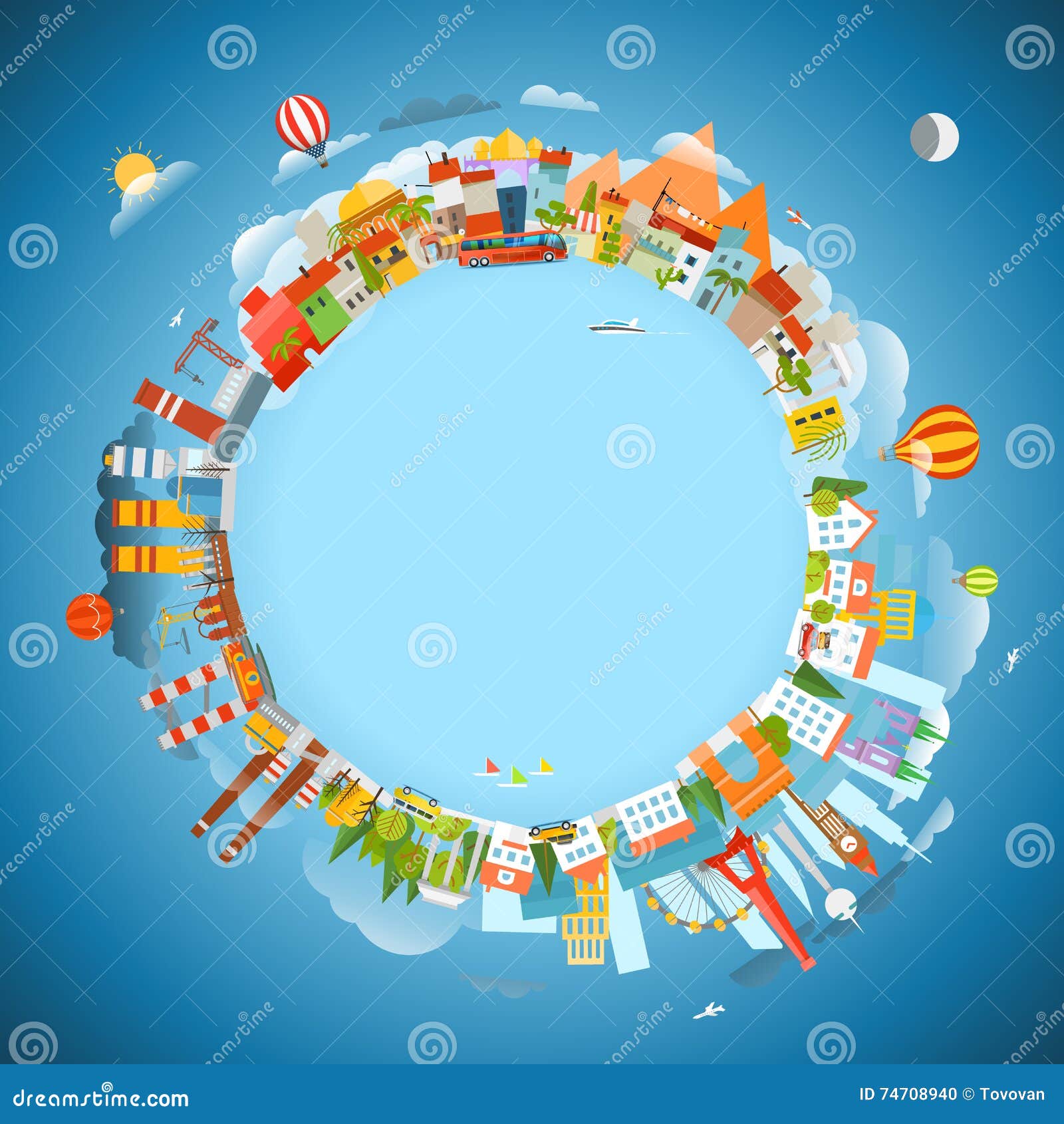 The Earth and Different Locations. Travel Concept Stock Vector ...