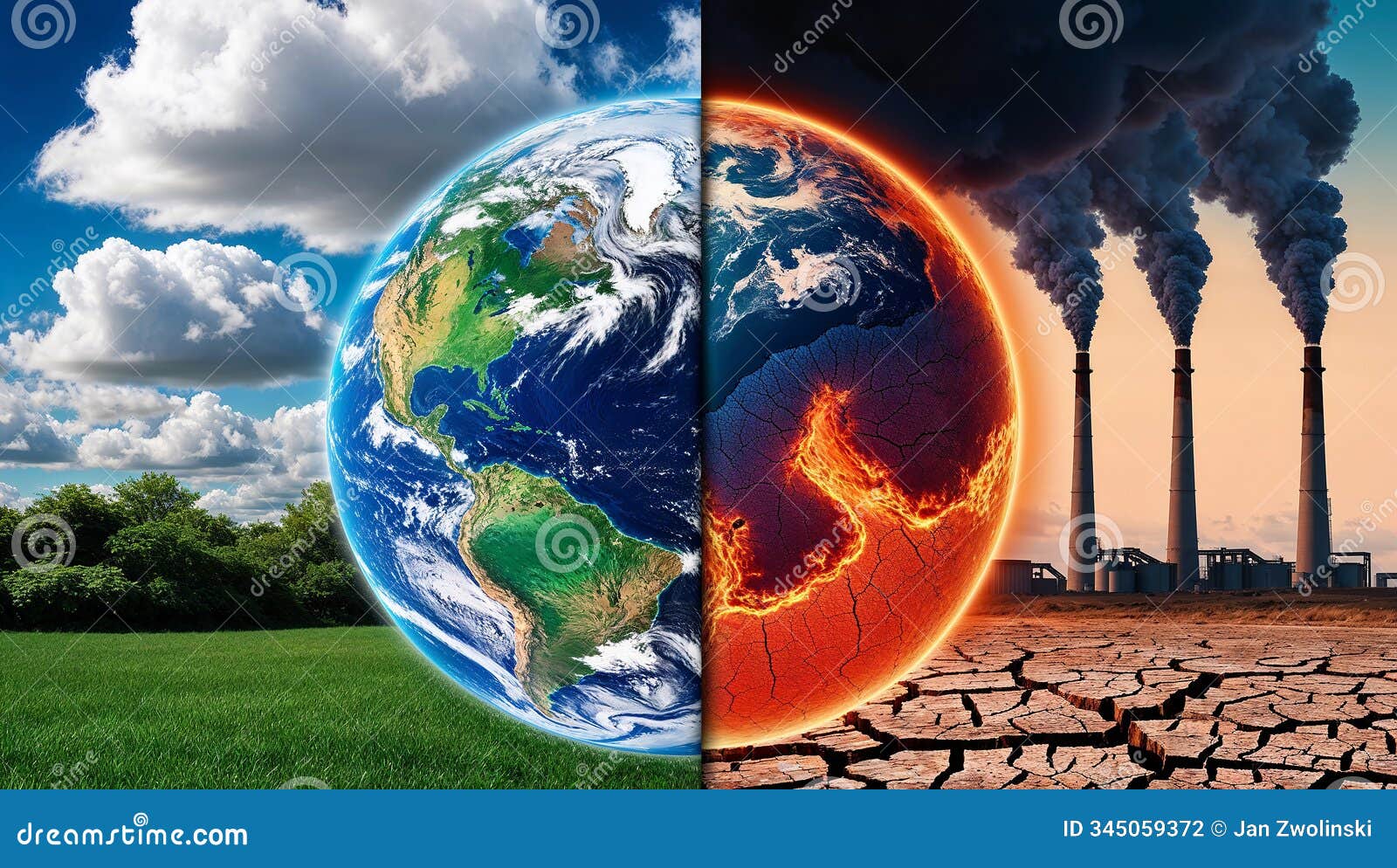Earth Divided, Climate Change Impact on Natural Environment Stock ...