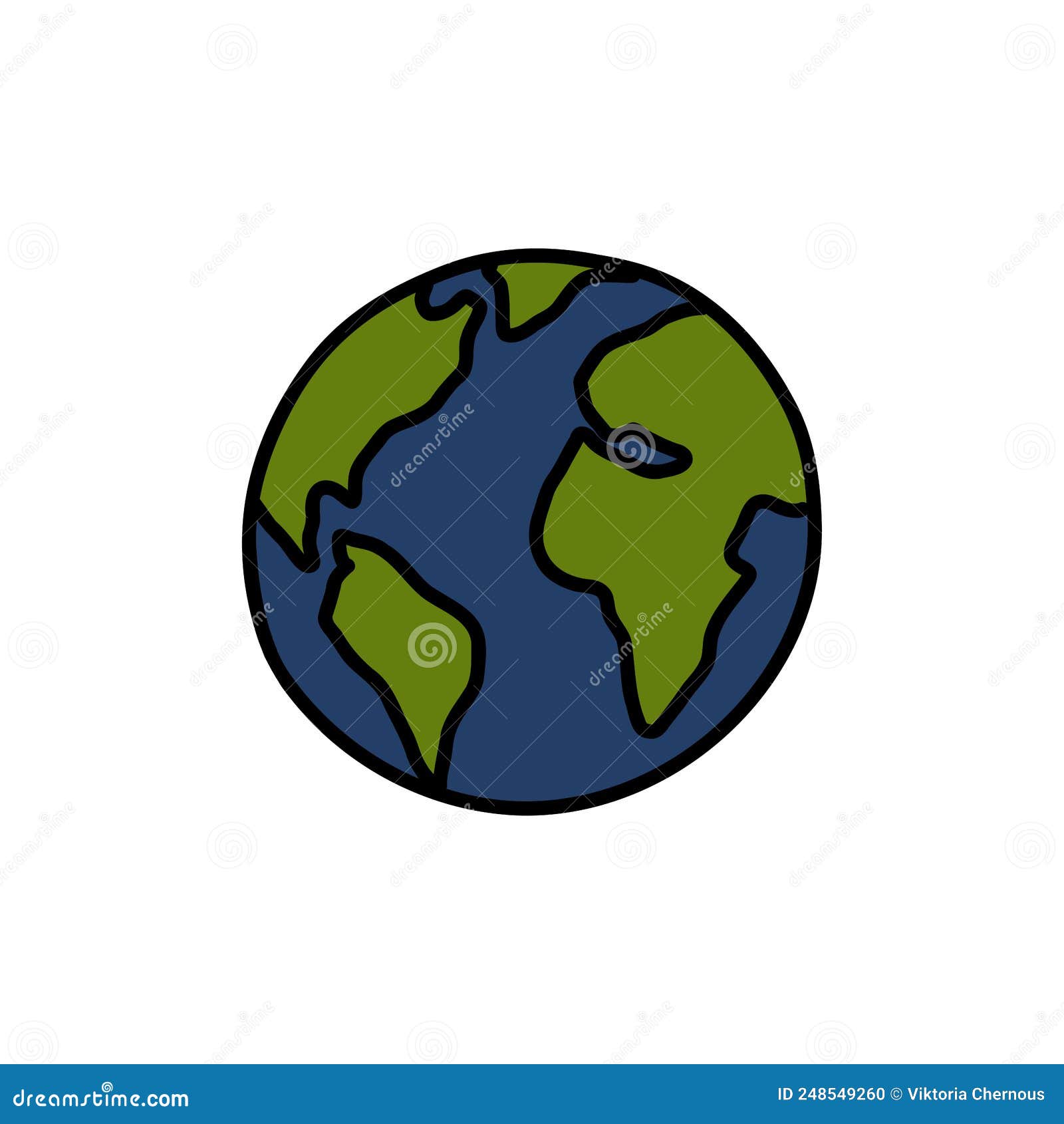 Earth Doodle Icon, Vector Color Line Illustration Stock Vector ...