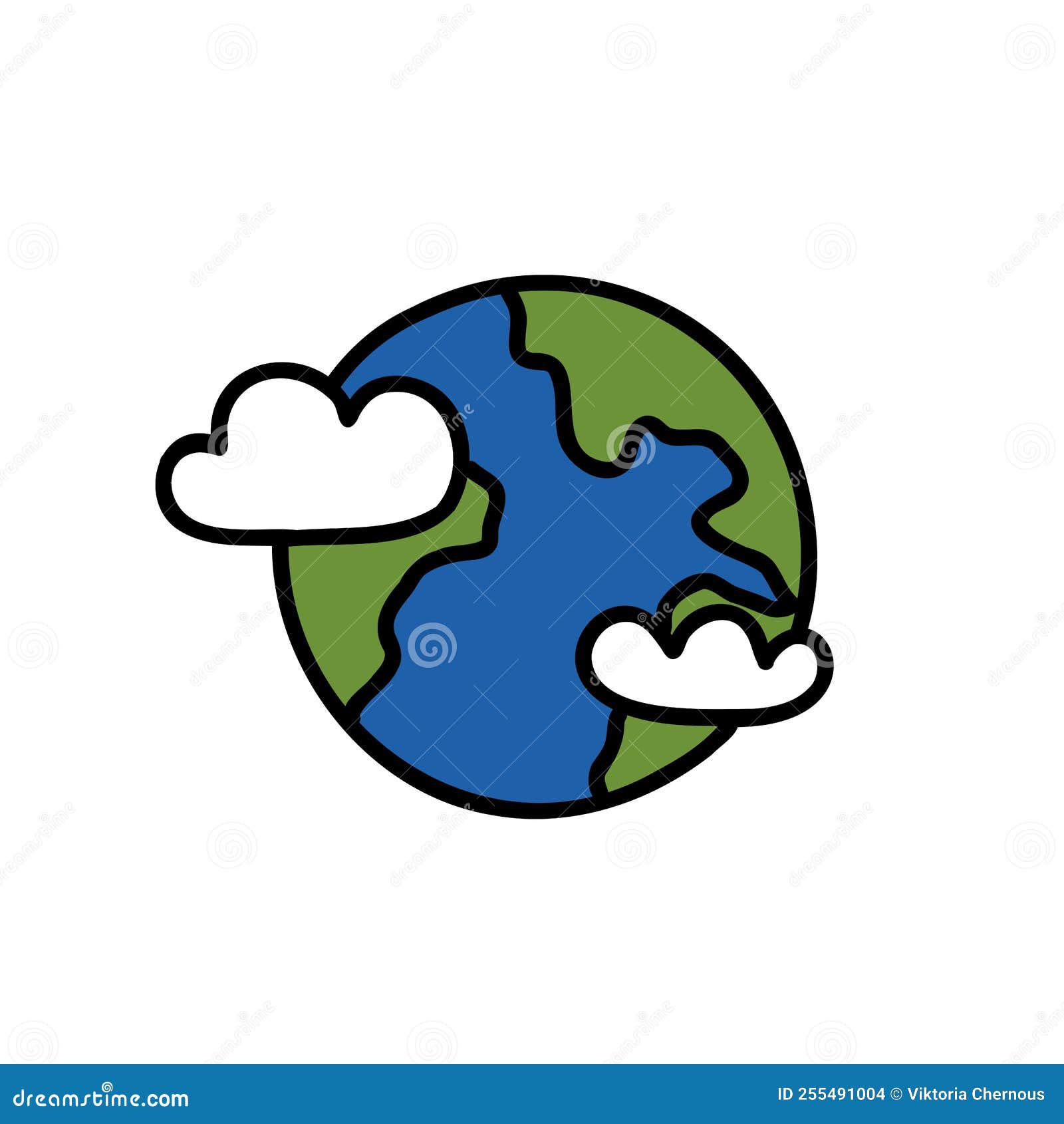 Earth Doodle Icon, Vector Color Line Illustration Stock Vector ...