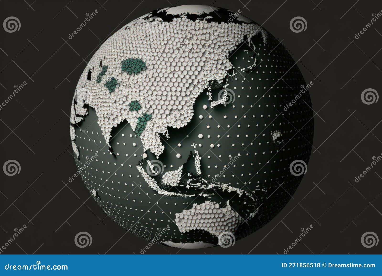 Earth, a Dotted Globe. Japan is in the Middle Line Stock Illustration ...