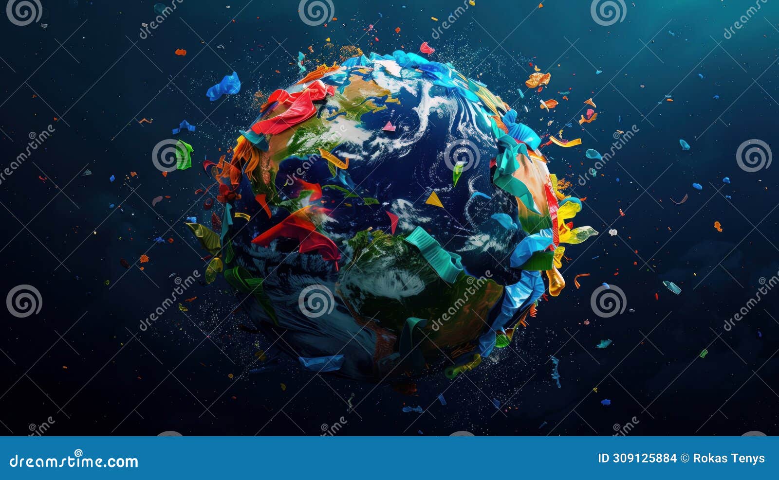 Earth Drown into Plastic Waste. Concept for Environment and Pollution ...