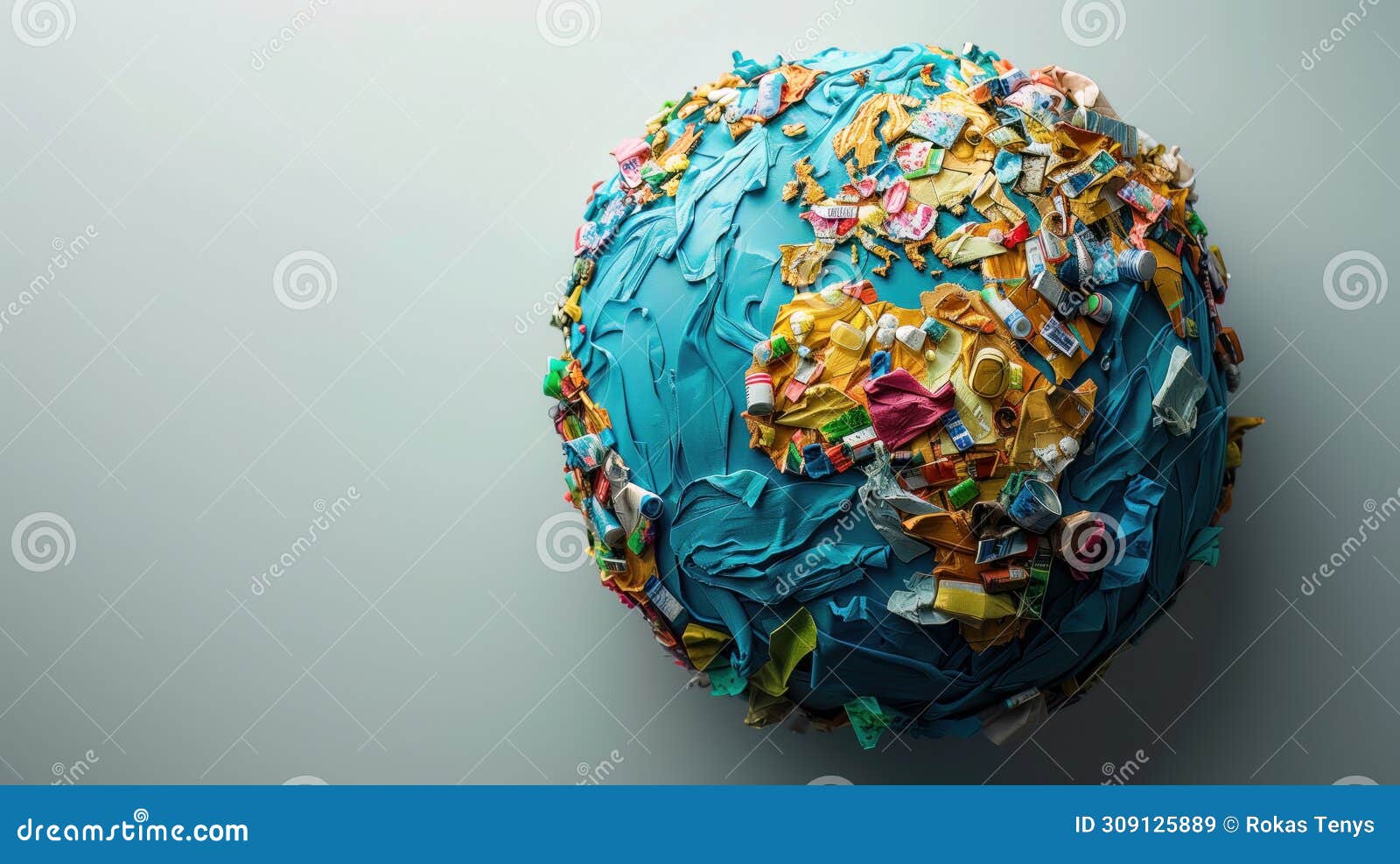 Earth Drown into Plastic Waste. Concept for Environment and Pollution ...